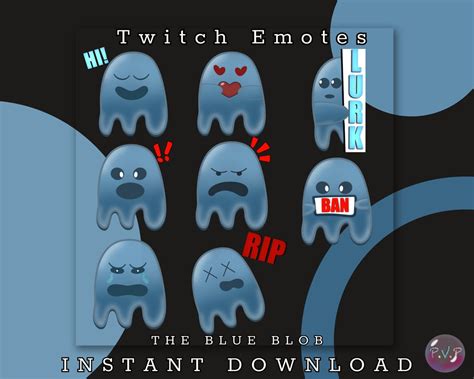 The Blue Blob Twitch Emote Pack Emotes For Twitch And Discord Cute Emotes For Streaming Etsy