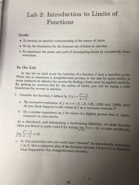 Solved Lab 2 Introduction To Limits Of Functions