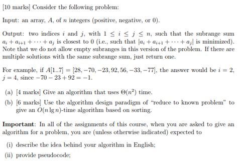 [10 marks] consider the following problem input an