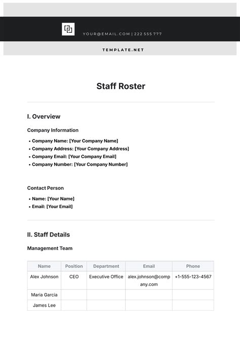 Free Security Duty Roster Template Edit Online And Download