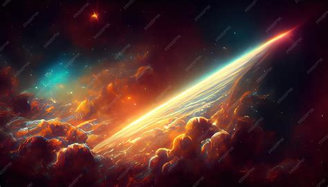 벡터 밝은 다채로운 우주 그림 밤 하늘 배경에 Starswith 별 추상 우주 배경 3d 렌더링 래스터 그림 프리미엄 사진