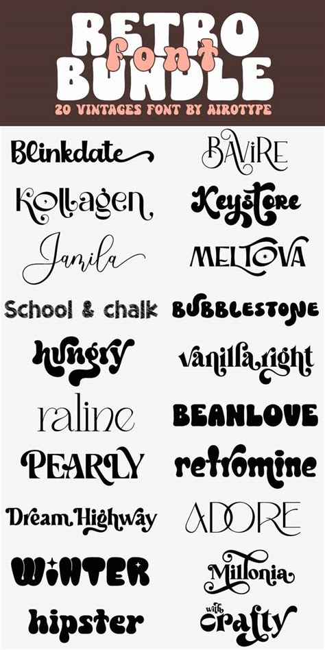 Retro Font Bundle 20 Vintage Fonts Vintage Fonts Alphabet Vintage Fonts Funky Fonts