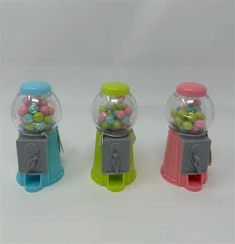 Easter Mini Gumball Machines 3pk Green Pink Blue Cute Plastic Gumball