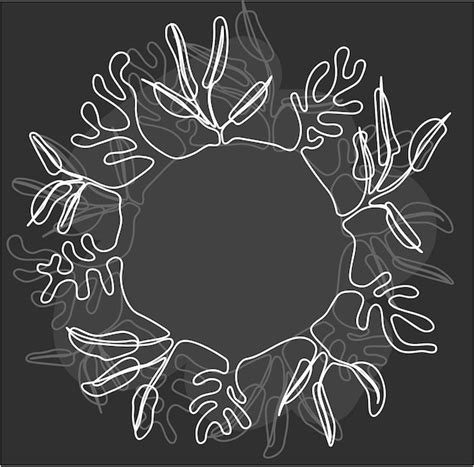 플라워 아트 프레임 라인 라인 아트 스타일의 심플한 디자인 프리미엄 벡터