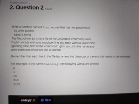 solved examl sample 2 question 2 saved write a function