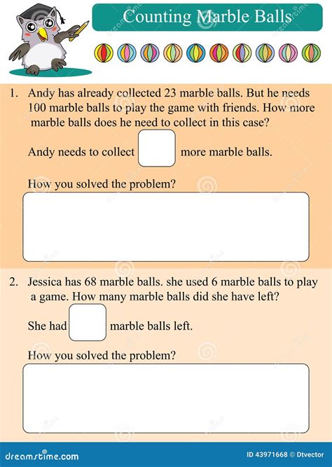 mathematics counting marble balls solved problem stock vector
