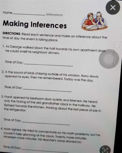 Nameinferences Making Inferences Directions Read Each Sentence And Make