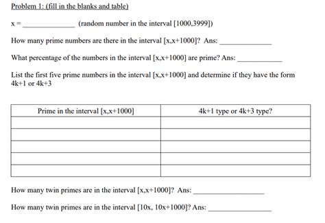 solved problem 1 fill in the blanks and table x random