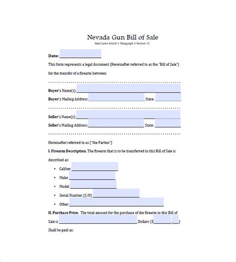 Gun Bill Of Sale Template 10 Free Word Excel Pdf Format Download