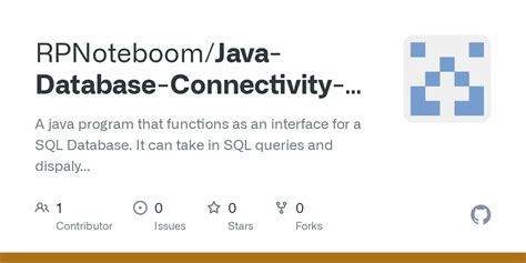 GitHub RPNoteboom Java Database Connectivity Interface A Java Program That Functions As An