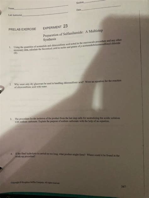 solved name date lab instractor prelab exercise experiment