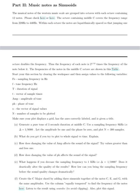 Part Ii Music Notes As Sinusoids The Musical Notes