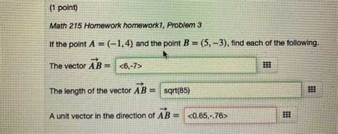 Solved 1 Point Math 215 Homework Homework1 Problem 3 If
