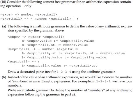 Solved 40 Consider The Following Context Free Grammar For