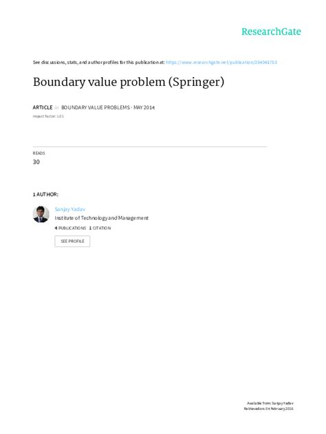 Pdf Boundary Value Problem Springer