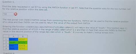 Solved Question 3 Find The Data Requested In Cell E7 By