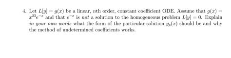 Solved Let L Y G X Be A Linear Nth Order Constant Chegg
