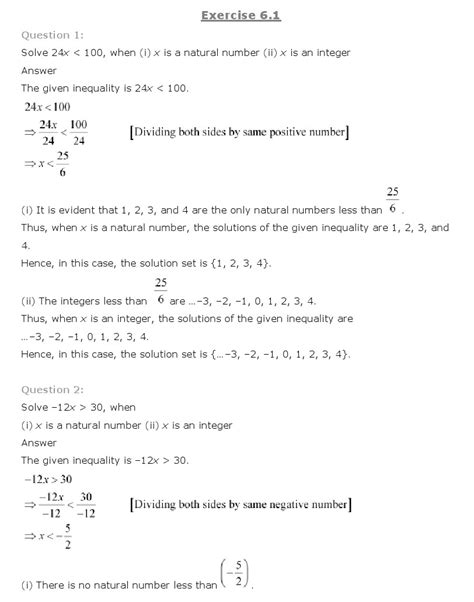 Maths Ch 6 Linear Inequalities Class 11 Ncert Solutions