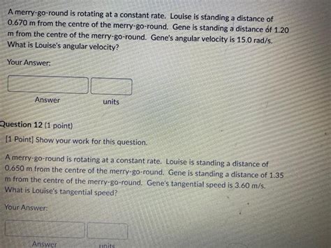solved a merry go round is rotating at a constant rate