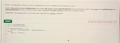 Note In Mathematics Division By Zero Is Undefined