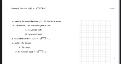 solved 7 given the function c x x 6 2 9 pts a
