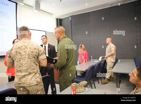 Marines Talk With Representatives From Pearson VUE Following The Pearson VUE Lunch And Learn