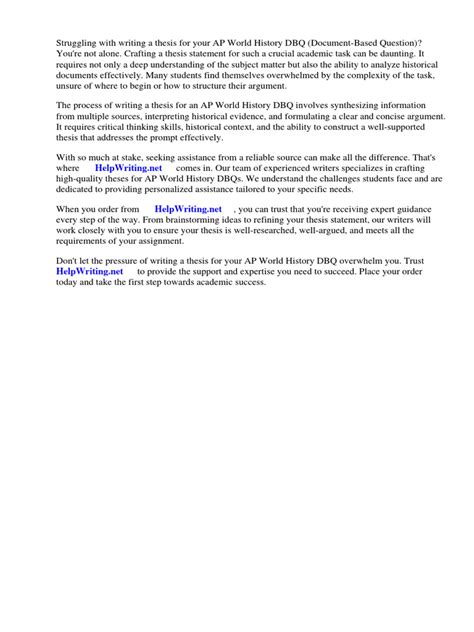 Ap World History Dbq Thesis Help Pdf Essays Advanced Placement