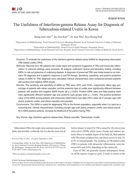PDF The Usefulness Of Interferon Gamma Release Assay For Diagnosis Of Tuberculosis Related