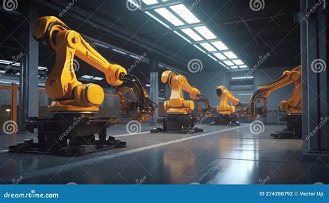 Car Factory 3d Concept Automated Robot Arm Assembly Generative Ai