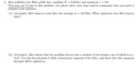 2 Alice Publishes Her Rsa Public Key Modulus N