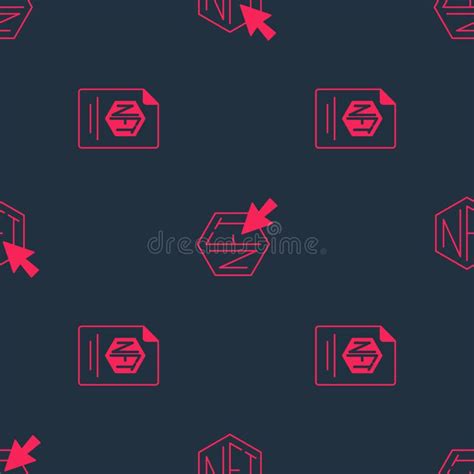 Set Nft Contract And Digital Crypto Art On Seamless Pattern Vector Stock Vector Illustration