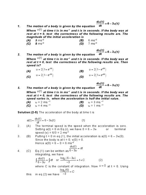 Kinematics Assignment Download Free Pdf Velocity Distance