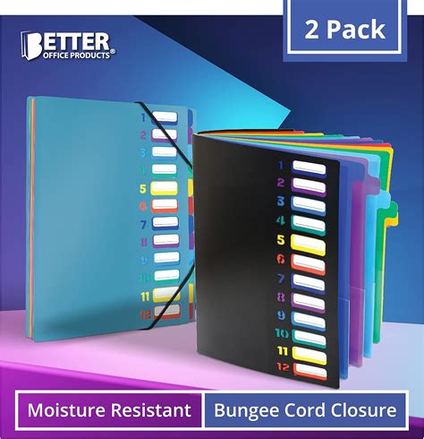 Buy 24 Clear Pocket Expanding File Folder With 12 Colored Tabs Letter Size Holds 300 Sheets