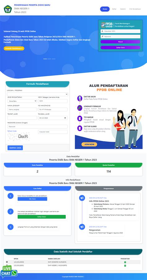 Script PPDB Online Berbasis Web Dengan PHP Export Excel Produk Premium Harga Medium