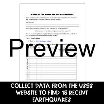 Mapping Earthquake Data And CER By Sarah S STEM Stuff TPT
