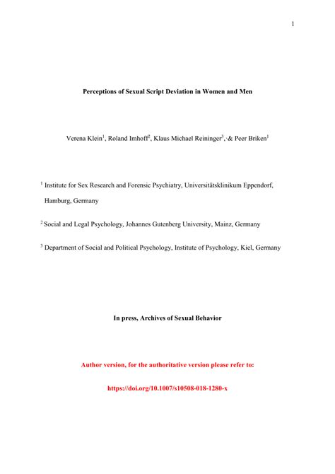 PDF Perceptions Of Sexual Script Deviation In Women And Men