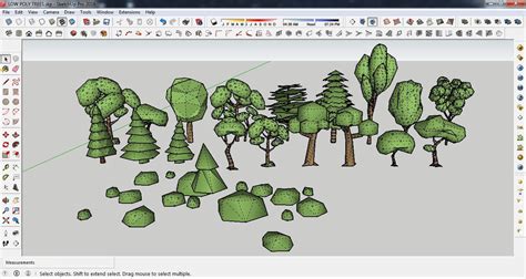Sketchup 3d Model Low Poly Trees Collection Design Drawing 3d