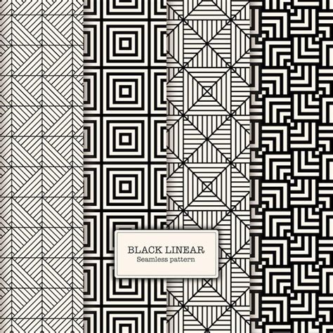 Premium Vector Black Geometric Linear Seamless Pattern Collection