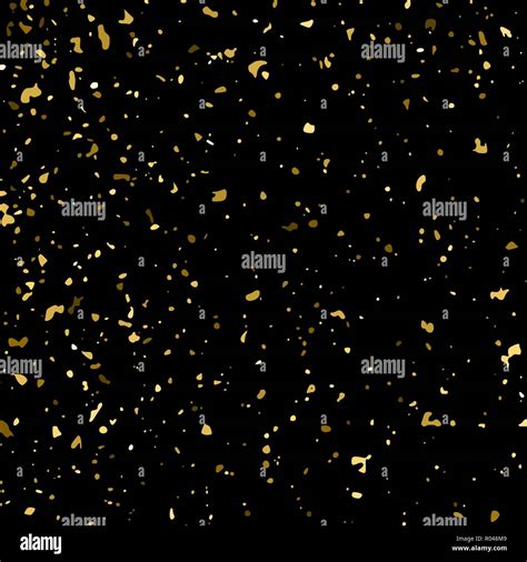 Gold Glitter Texture Isolated On Black Amber Particles Color