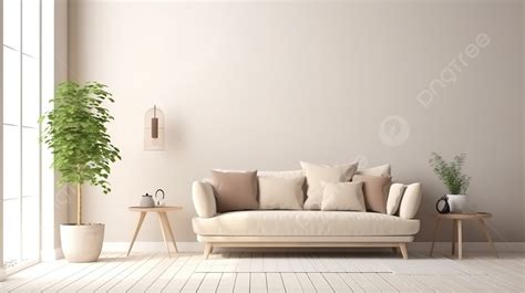 아늑한 소파와 흰색 벽을 배경으로 한 따뜻하고 매력적인 거실 공간의 3d 렌더링 거실 인테리어 흰색 거실 거실 배경