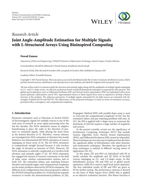 Pdf Joint Angle Amplitude Estimation For Multiple Signals With L
