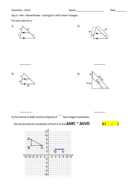 U6d3 Hw Parallel And Proportional Parts And Coordinate Plane Pdf Computers