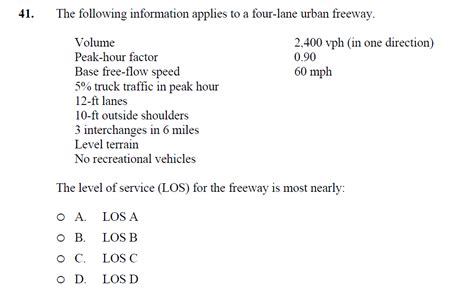 Pe Transportation Depth Ncees Example Test Question R Pe Exam