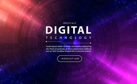 디지털 기술 배너 핑크 블루 배경 개념 기술 라인 조명 효과 추상 기술 혁신 미래 데이터 오렌지 하늘색 빅 데이터 라인 도트 연결 일러스트 레이 션 벡터 0명에 대한 스톡