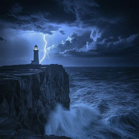 Free Stormy Lighthouse Night Image Lighthouse Storm Lightning