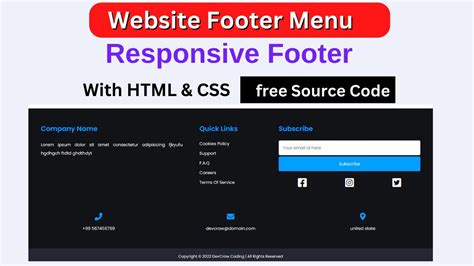 Website Responsive Footer Design Using Html And Css 2023 Website Footer