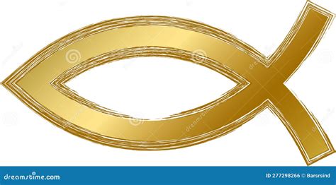 Grunge Gold Religion Ichthys Mystical Symbol Stock Vector