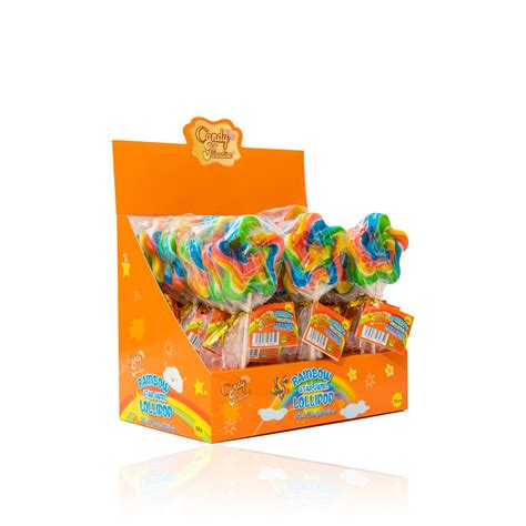 Candy Paradise ® Rainbow Star Swirl Lollipop 4x30x50g Aanda Distribution