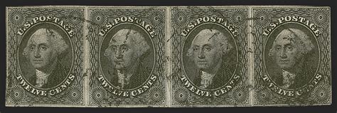 Caleb Lot 4223 12c Black 17 Horizontal Strip Of Four Ample Margins To Touched In Some