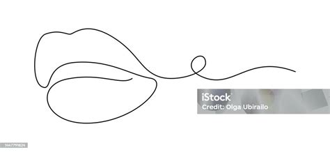 입과 입술의 연속 선 그리기 단순한 선형 스타일의 여성 메이크업과 립스틱의 개념 상징 포스터 카드 배너 템플릿 웹에 대 한